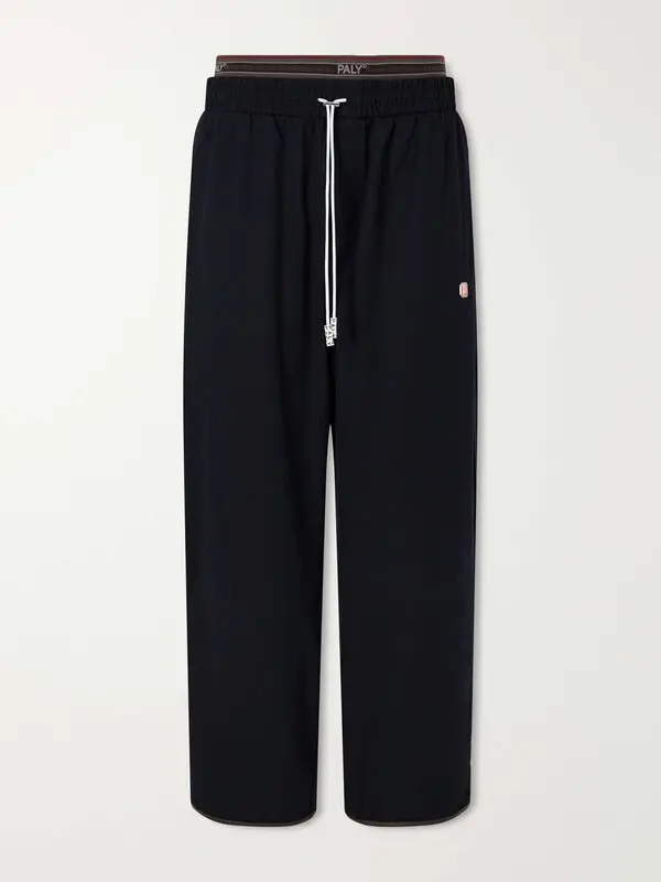 PALY HOLLYWOOD Wide-leg Wool-blend Sweatpants - Black