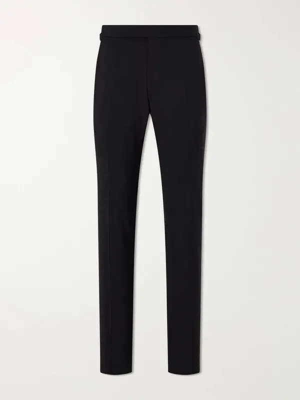 TOM FORD Shelton Straight-leg Stretch-wool Trousers - Black