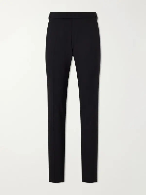 TOM FORD Shelton Straight-leg Stretch-wool Trousers - Black