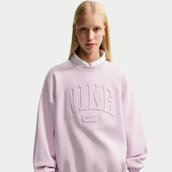 Nike Studio Fleece Weight Oversized Embossed Crew - Purple