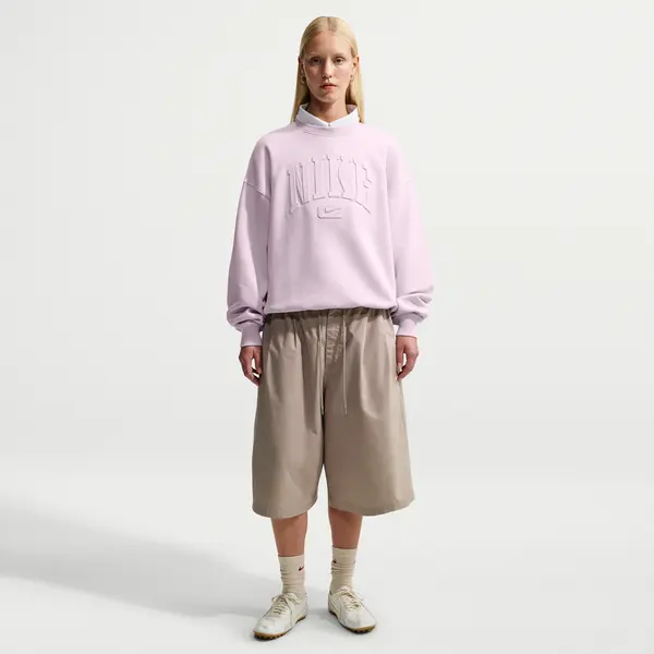 Nike Studio Fleece Weight Oversized Embossed Crew