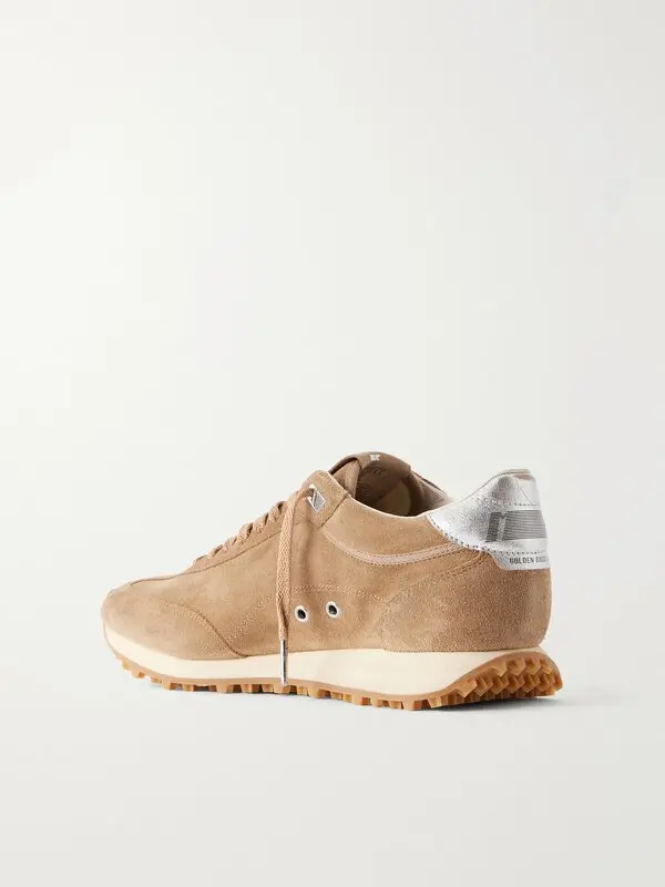 GOLDEN GOOSE Marathon Suede Sneakers With Metallic Trim