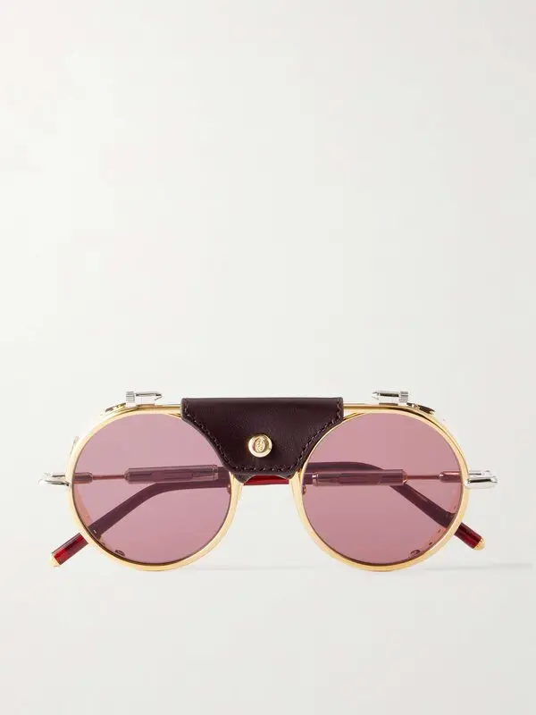 JACQUES MARIE MAGE Glacier Rocky Round Frame Sunglasses - Gold