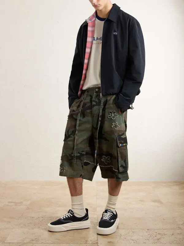 NAHMIAS Wide-leg Printed Cotton Shorts