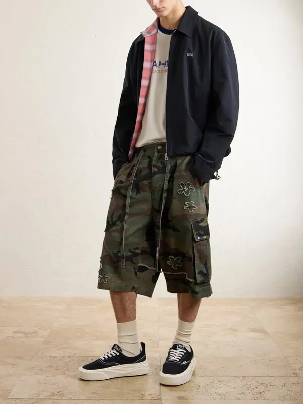 NAHMIAS Wide-leg Printed Cotton Shorts