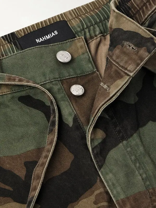NAHMIAS Wide-leg Printed Cotton Shorts