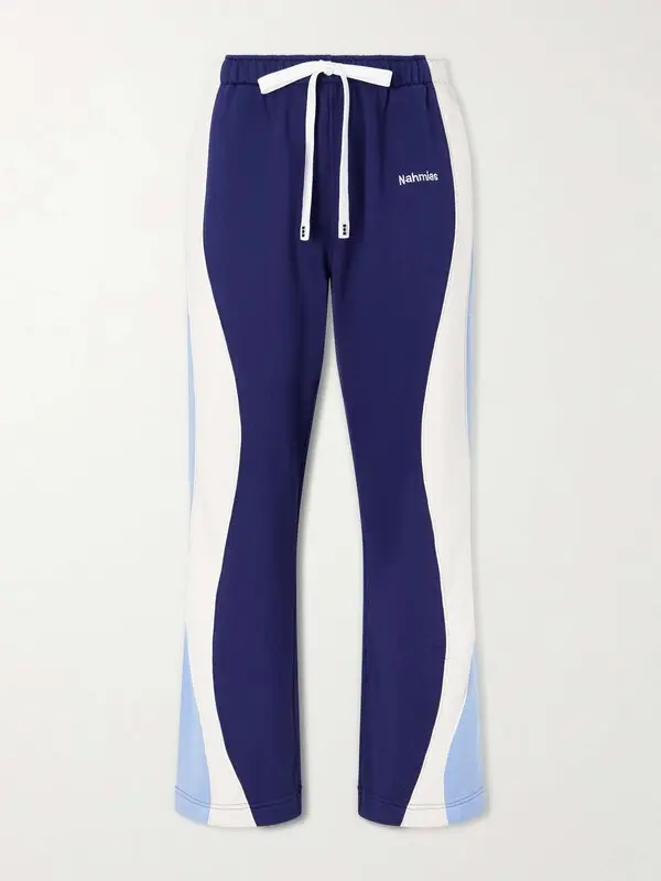 NAHMIAS Ollie Wide-leg Striped Cotton-jersey Sweatpants - Navy