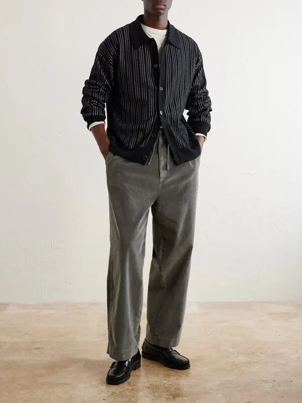Officine Générale Fernand Wide-leg Corduroy Trousers - Gray