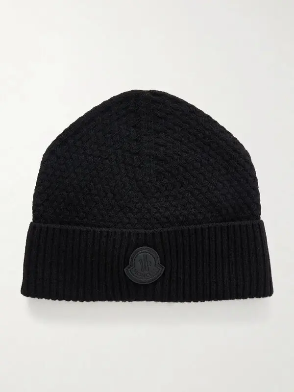 Moncler Logo-appliquéd Wool And Cashmere-blend Beanie