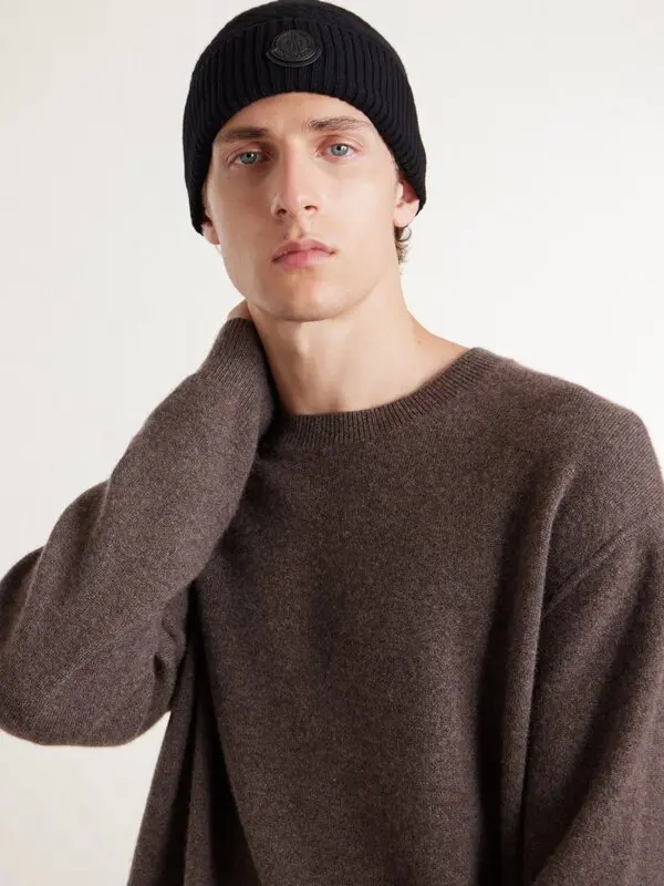 Moncler Logo-appliquéd Wool And Cashmere-blend Beanie