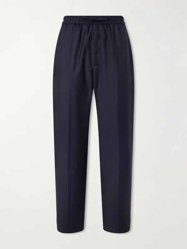 Officine Générale Nilson Straight-leg Trousers In Wool, Cashmere, And Silk Blend - Blue