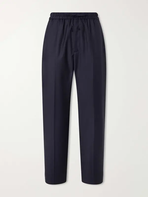 Officine Générale Nilson Straight-leg Wool, Cashmere And Silk-blend Suit Trousers - Navy