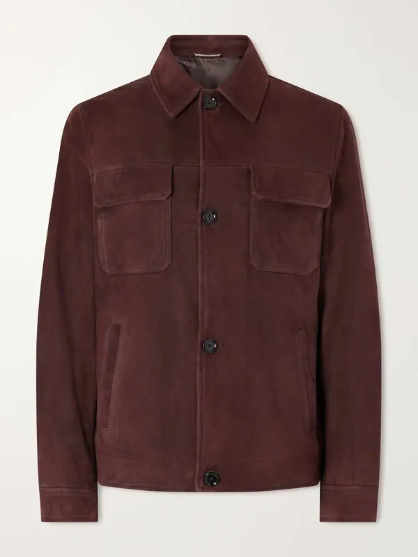 LARDINI Suede Jacket - Brown