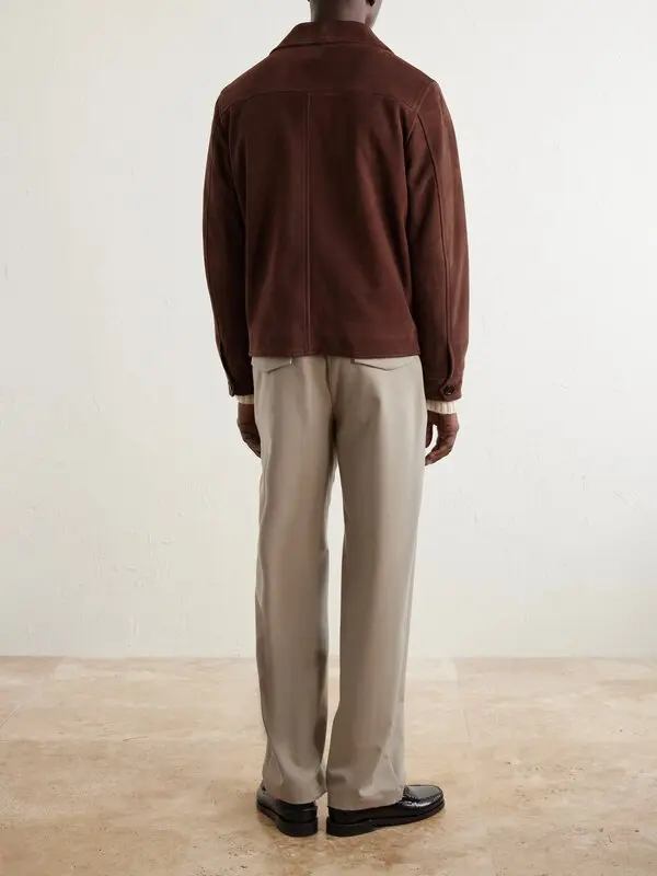 LARDINI Suede Shirt Jacket With Pointed Collar