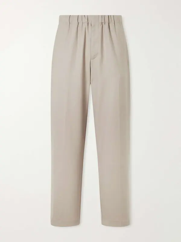 LARDINI Straight-leg Stretch-wool Flannel Trousers - Beige