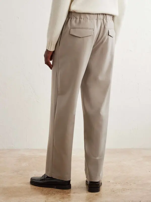 LARDINI Straight-leg Stretch-wool Flannel Trousers