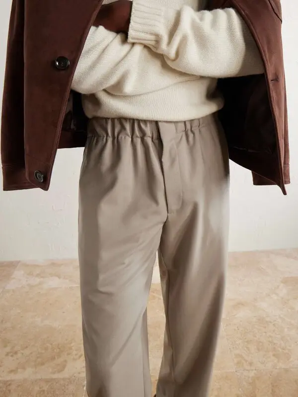 LARDINI Straight-leg Stretch-wool Flannel Trousers
