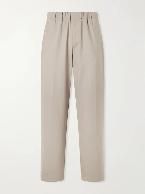 LARDINI Straight-leg Stretch-wool Flannel Trousers