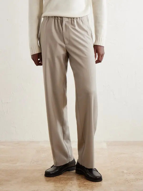 LARDINI Straight-leg Stretch-wool Flannel Trousers