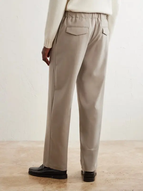 LARDINI Straight-leg Stretch-wool Flannel Trousers