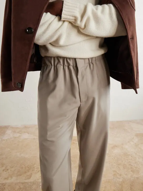 LARDINI Straight-leg Stretch-wool Flannel Trousers