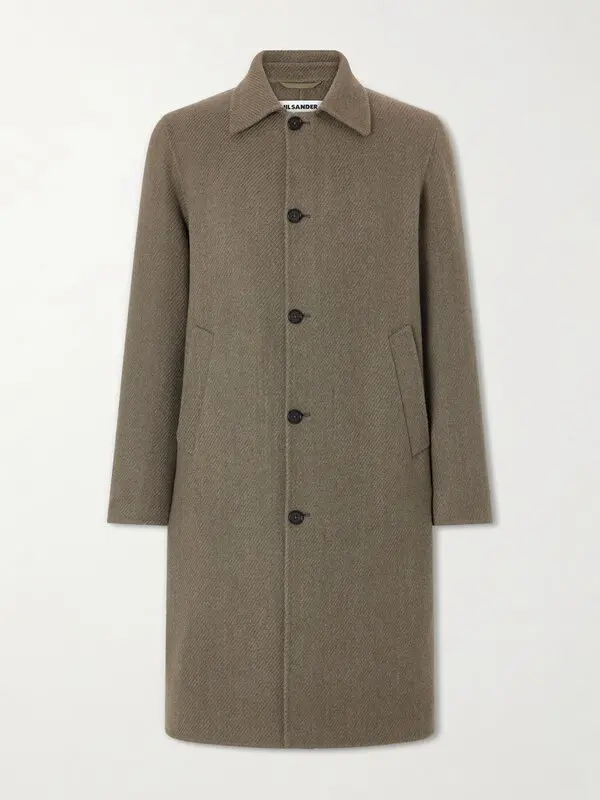 JIL SANDER Virgin Wool Twill Trench Coat - Brown