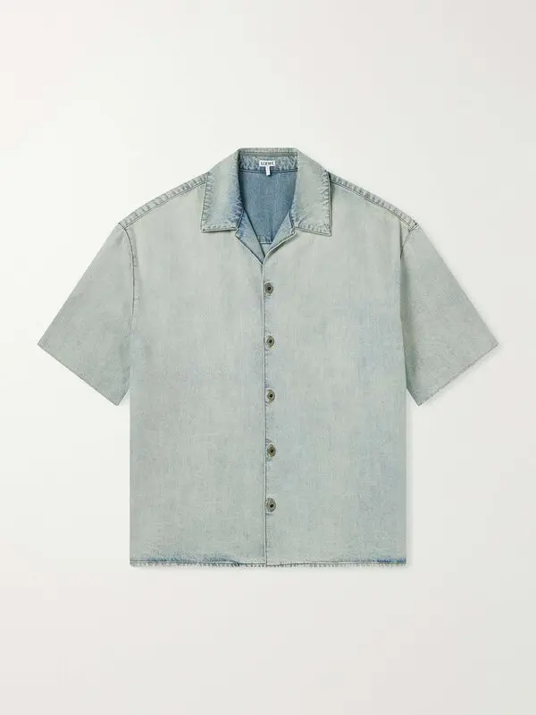 Loewe Camp-collar Denim Shirt - Blue