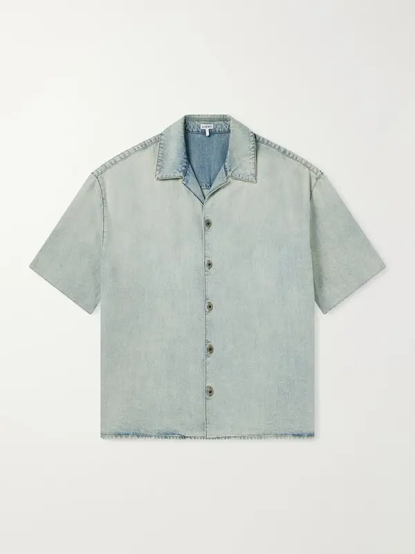 Loewe Camp-collar Denim Shirt - Blue