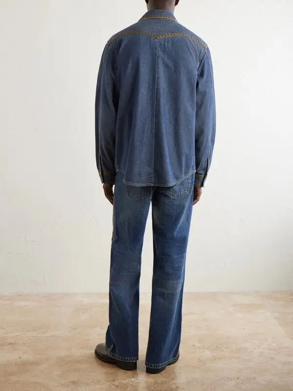 MANAAKI Tukutuku Embroidered Denim Shirt