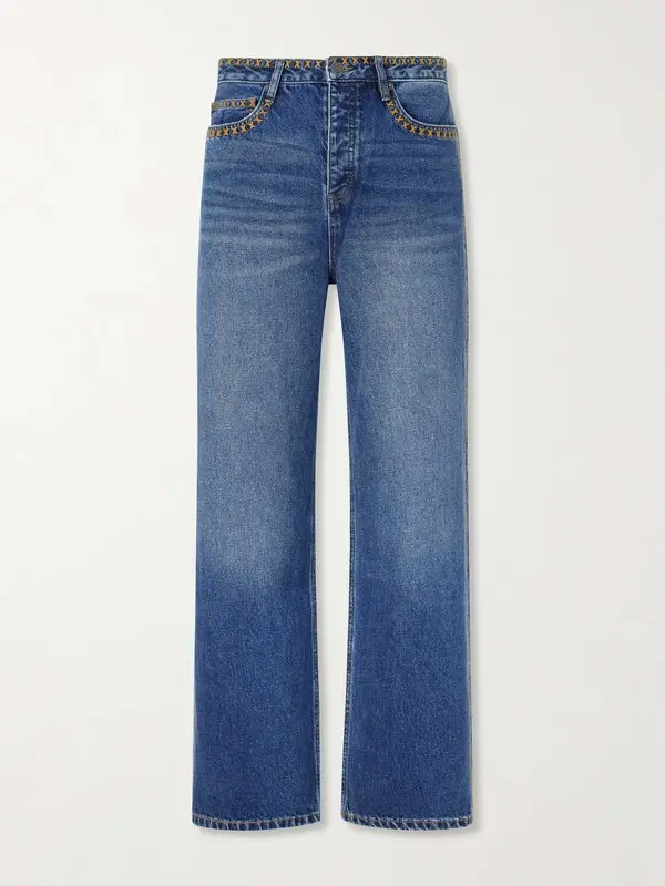 MANAAKI Tukutuku Straight-leg Embroidered Organic Jeans