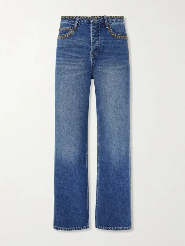 MANAAKI Straight-leg Embroidered Organic Jeans