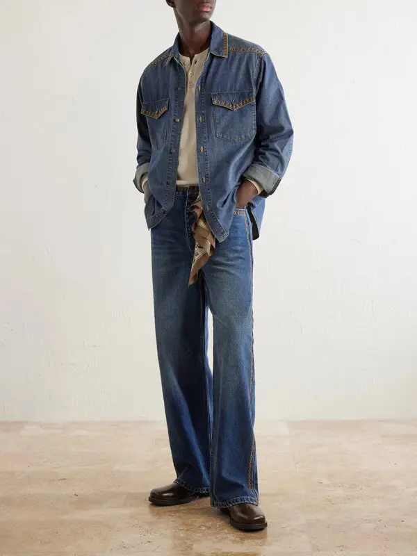 MANAAKI Straight-leg Embroidered Organic Jeans