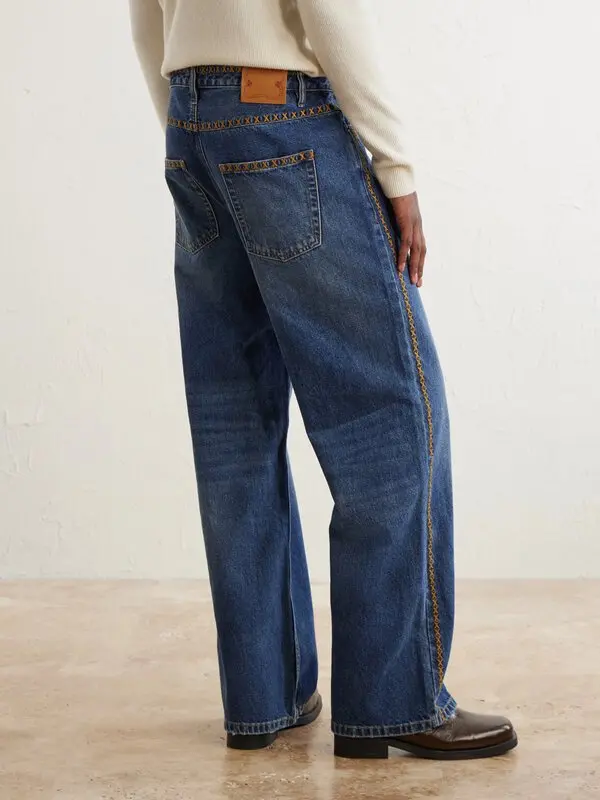 MANAAKI Straight-leg Embroidered Organic Jeans