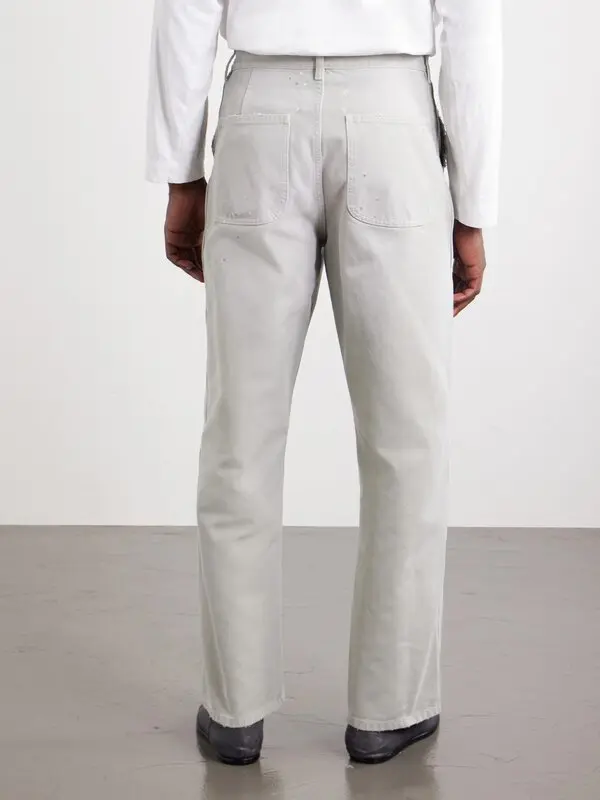 MAISON MARGIELA Wide-leg Paint-splattered Cotton-canvas Trousers