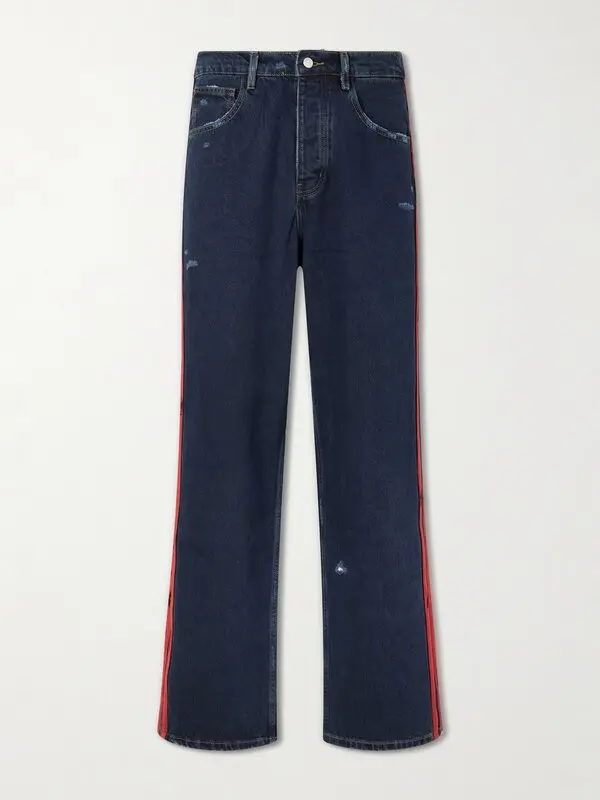 NAHMIAS Destroyed Wide-leg Striped Jeans - Blue