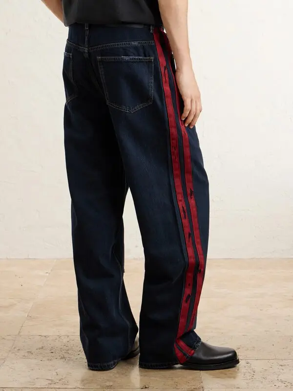 NAHMIAS Destroyed Wide-leg Striped Jeans