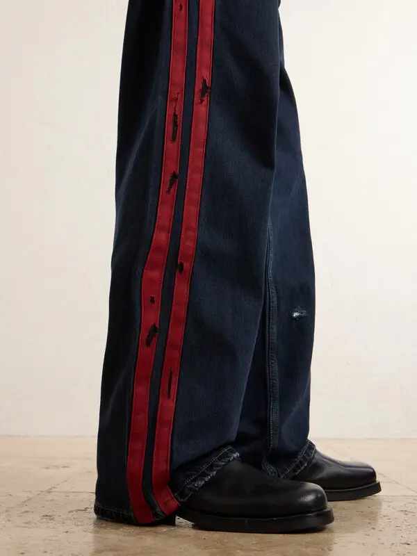 NAHMIAS Destroyed Wide-leg Striped Jeans