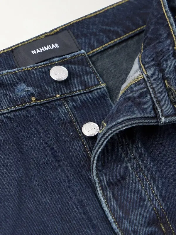 NAHMIAS Destroyed Wide-leg Striped Jeans