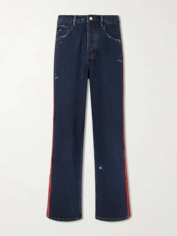 NAHMIAS Destroyed Wide-leg Striped Jeans - Navy
