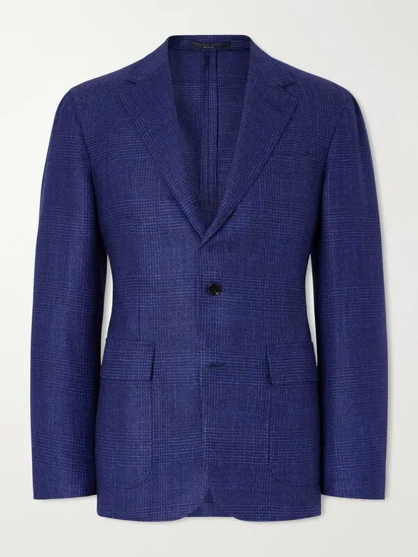 Dunhill Checked Wool, Silk And Cashmere-blend Blazer