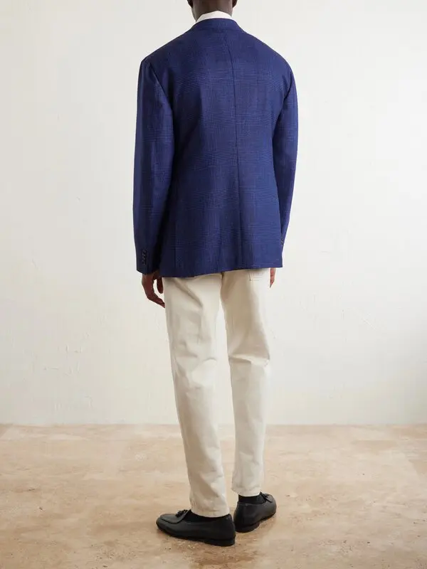 Dunhill Checked Wool, Silk And Cashmere-blend Blazer