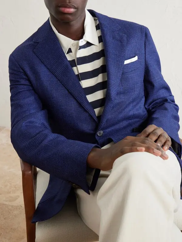 Dunhill Checked Wool, Silk And Cashmere-blend Blazer