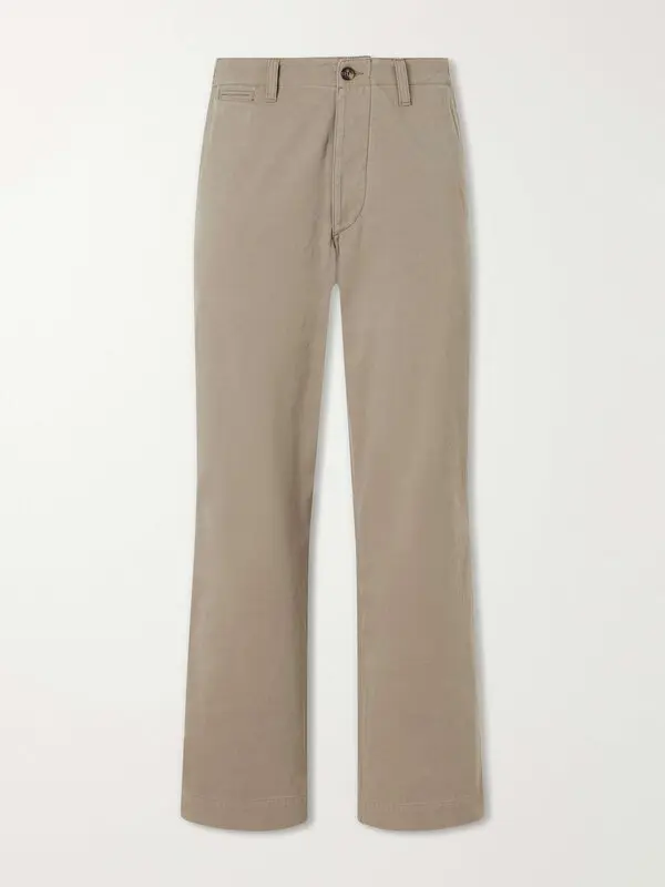 DRAKE'S Wide-leg Cotton-twill Chinos