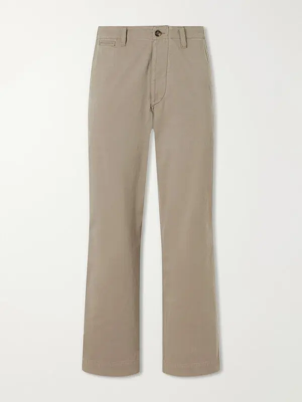 DRAKE'S Wide-leg Cotton-twill Chinos
