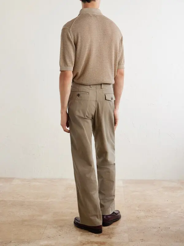 DRAKE'S Wide-leg Cotton-twill Chinos