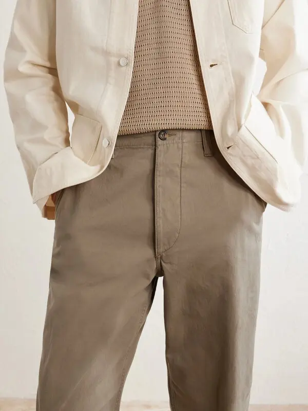 DRAKE'S Wide-leg Cotton-twill Chinos