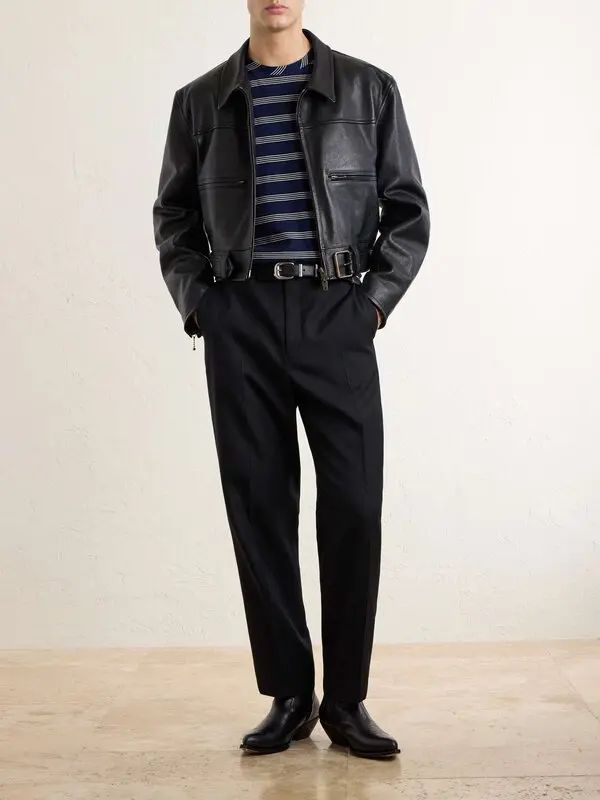 Celine Triomphe-embroidered Striped Cotton-jersey T-shirt
