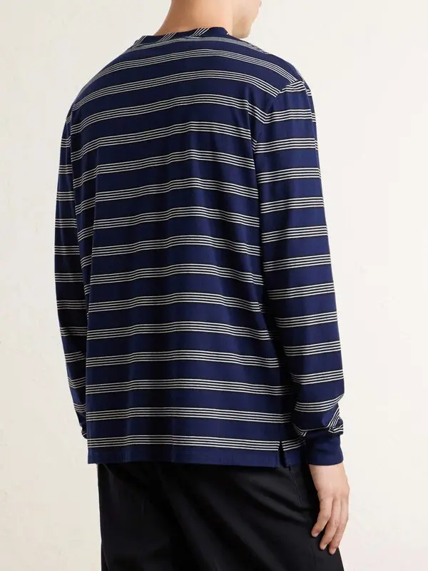 Celine Triomphe-embroidered Striped Cotton-jersey T-shirt