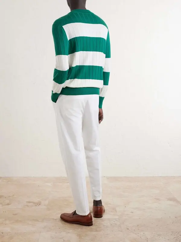 Dunhill Striped Cashmere And Silk-blend Polo Shirt
