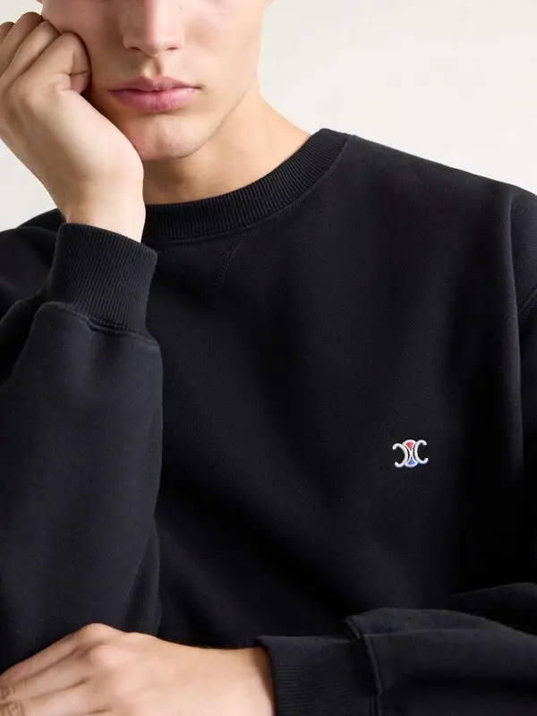 Celine Triomphe-embroidered Cotton-jersey Sweatshirt